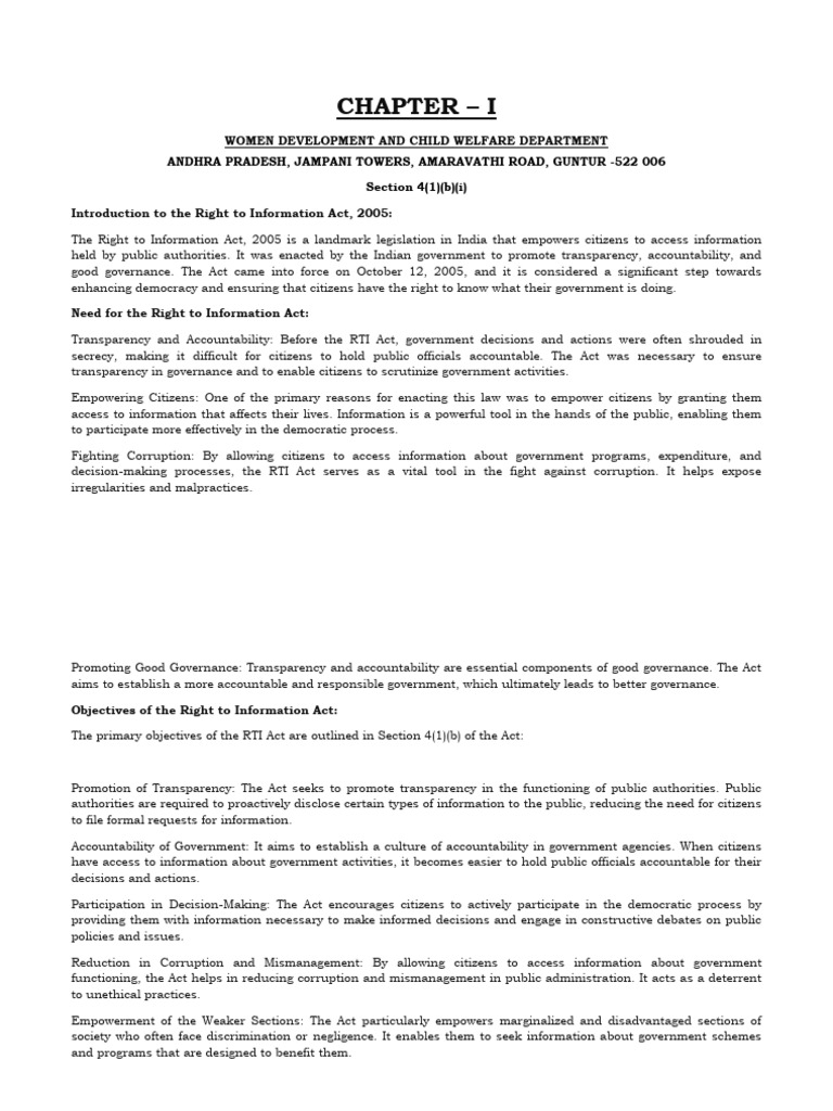 Rti WDCW | PDF | Welfare | Empowerment