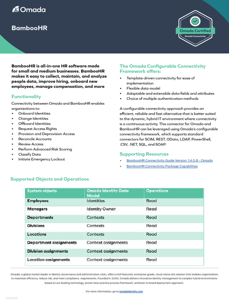 BambooHR & Omada Connectivity Guide | PDF | Business | Information Technology