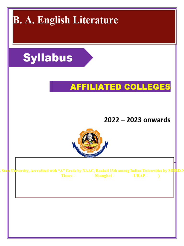 Syllabus Eng Lit 2022-2023 | Download Free PDF | Massive Open Online ...