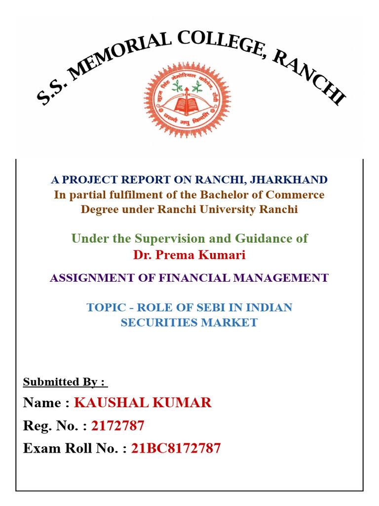 A Project Report On Ranchi | PDF