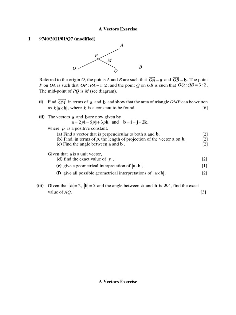 A Vectors Exercise (QN) | PDF | Geometry | Euclidean Geometry