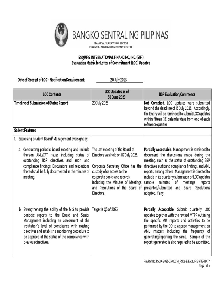 02 Annex A LOC Updates Evaluation Matrix-Final | PDF | Audit ...