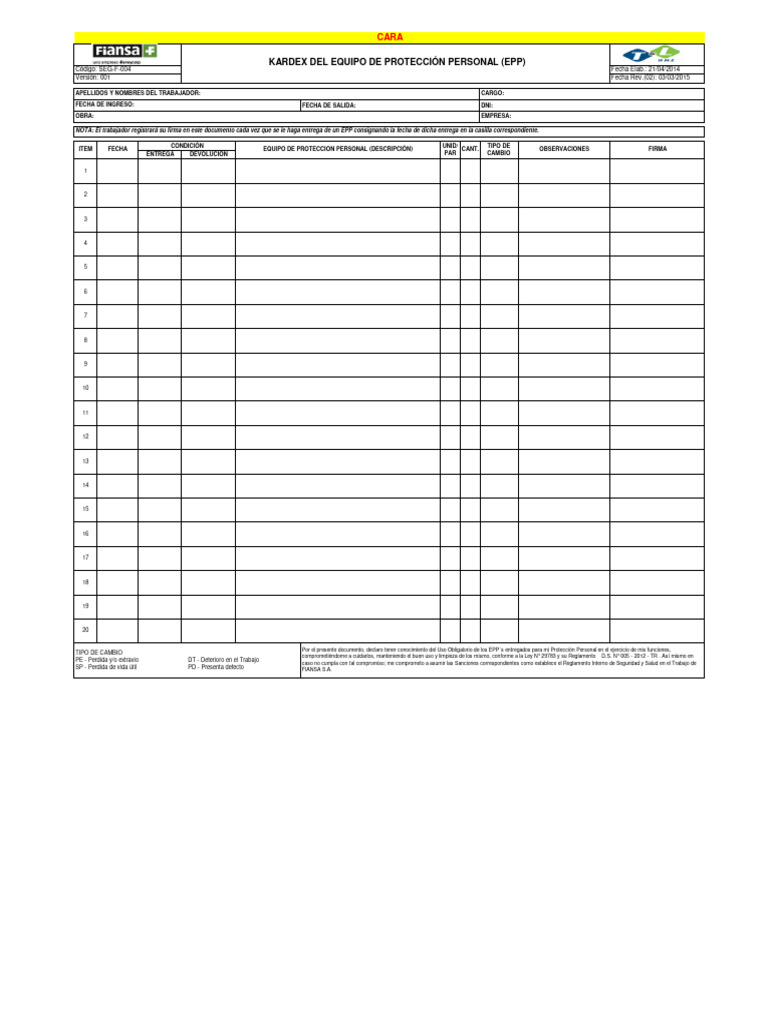 ENTREGA DE EPP | PDF