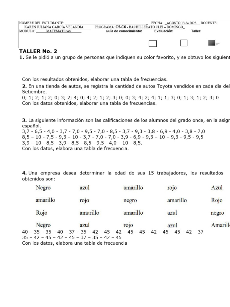 C5-C6 Taller No. 2 - Estadistica | PDF
