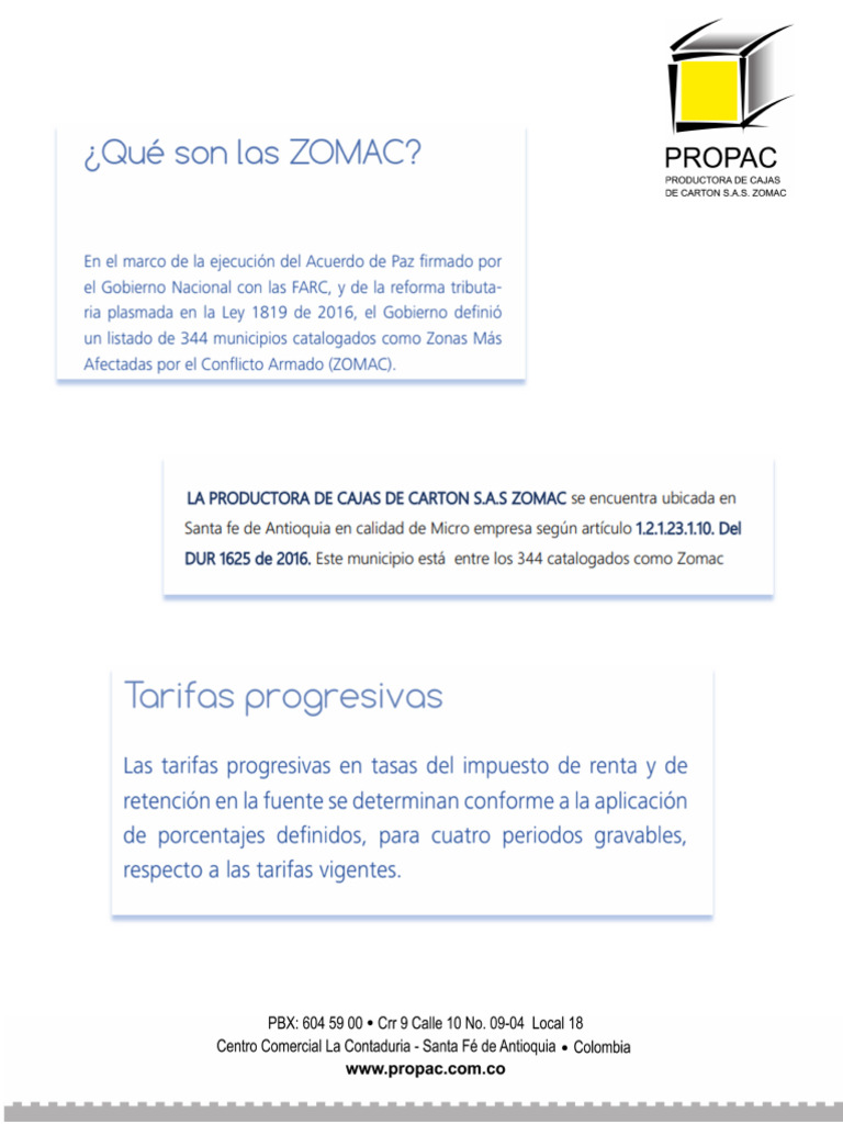 Tarifas Retencion Zomac | PDF