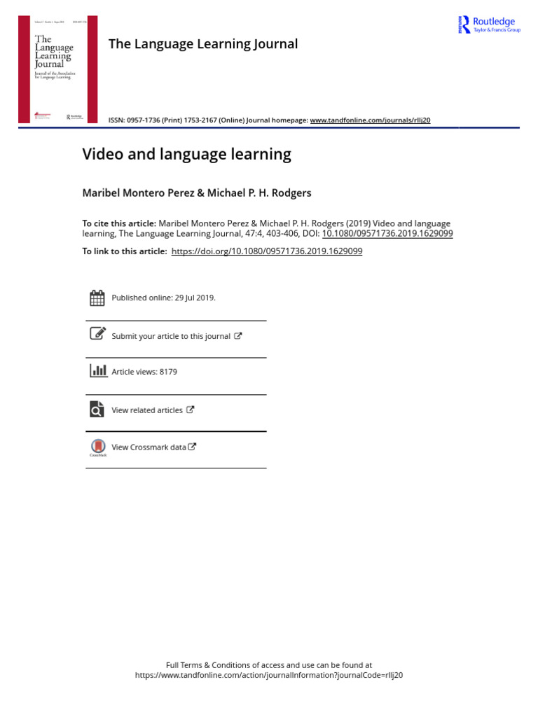 Video and Language Learning | PDF | Second Language Acquisition | Second Language