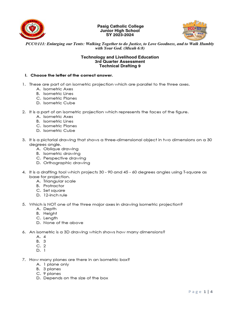 Tle Drafting 9 3rd Qa 23 24 Final | PDF | Geometry | Euclidean Geometry