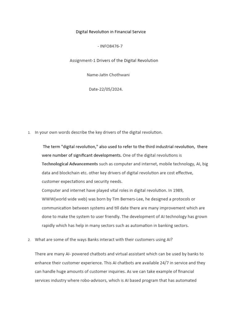 Assignment 1 Drivers of the Digital Revolution | PDF | Artificial Intelligence | Intelligence ...
