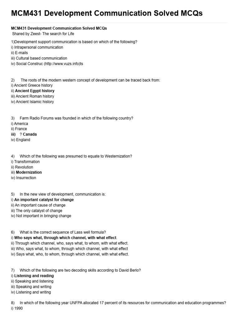 MCM431 Development Communication Solved MCQs | Download Free PDF ... MCM431 Development Communication Solved MCQs | Download Free PDF ...