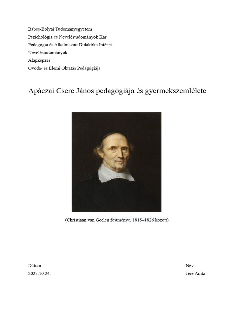 Apáczai Csere János-Dolgozat | PDF