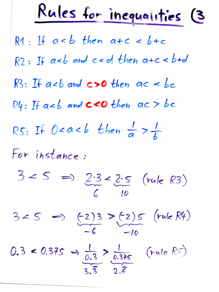 Rules For Inequalities (HN 6.1) | PDF