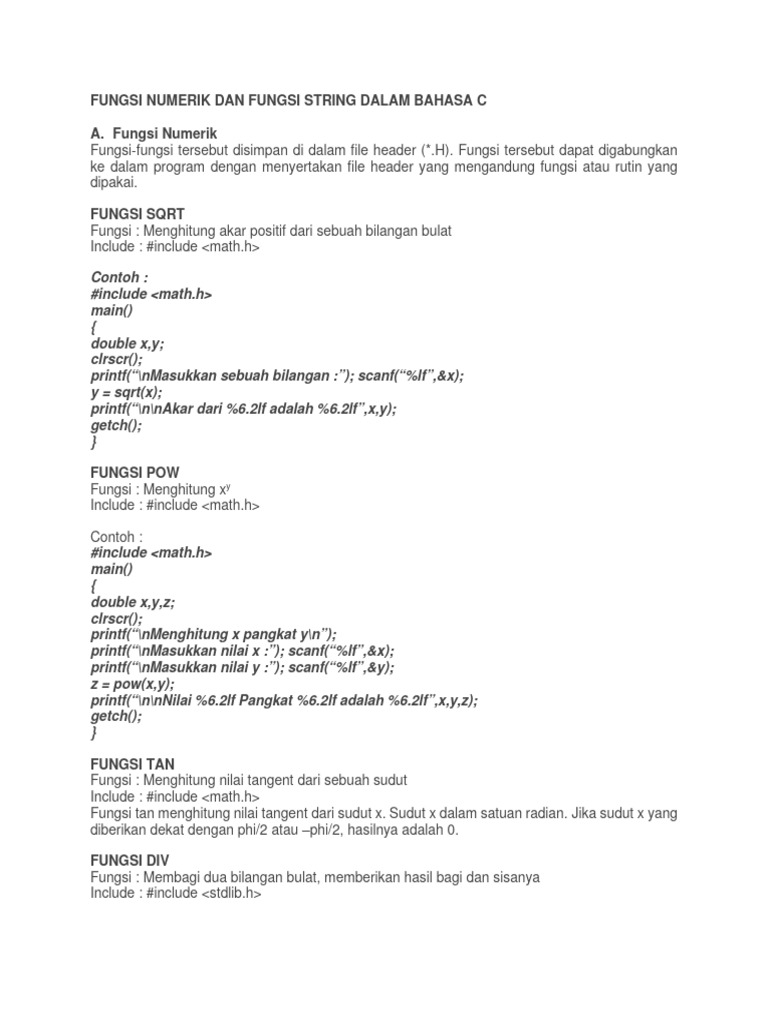Pertemuan 14 Contoh Fungsi Numerik Dan Fungsi String | PDF Pertemuan 14 Contoh Fungsi Numerik Dan Fungsi String | PDF