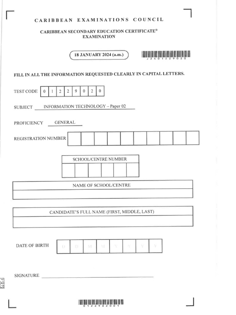CSEC IT January 2024 P02 | PDF | Computer Network | Network Interface ...