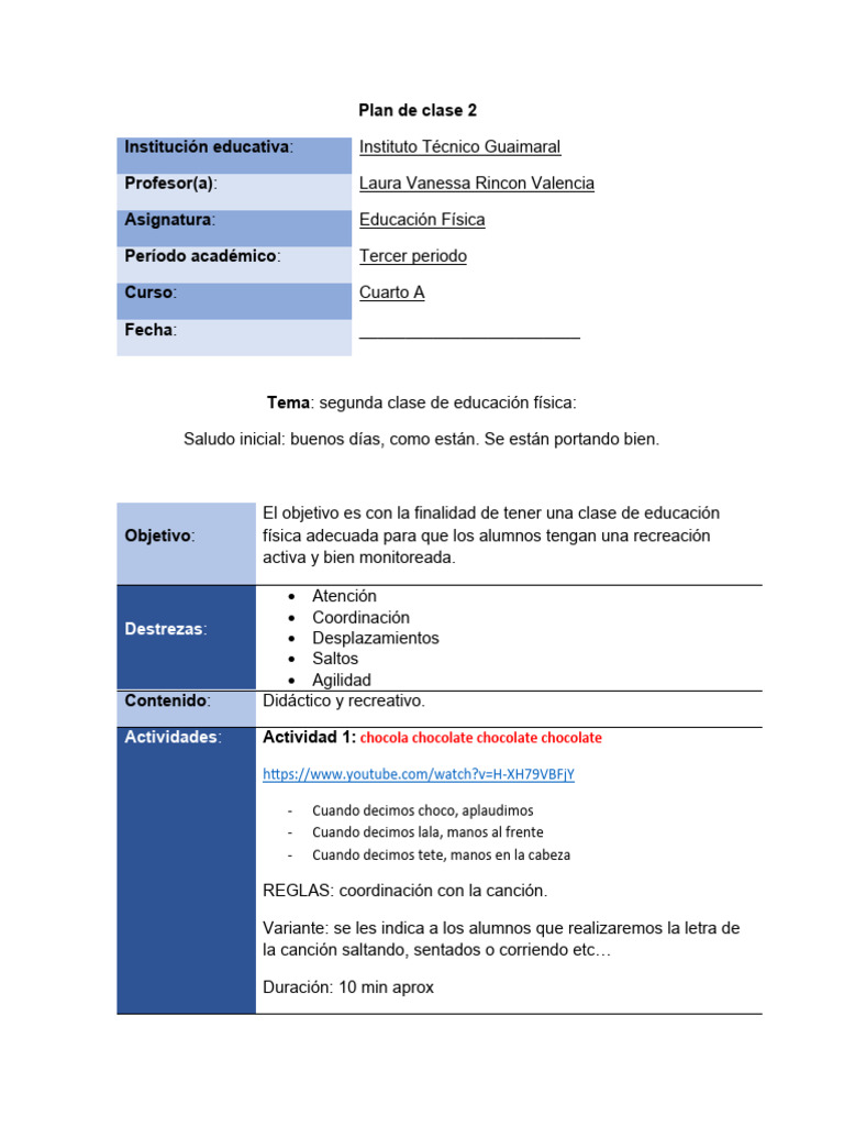 Plan de Clase 4 A | PDF | Maestros | Modificación de comportamiento
