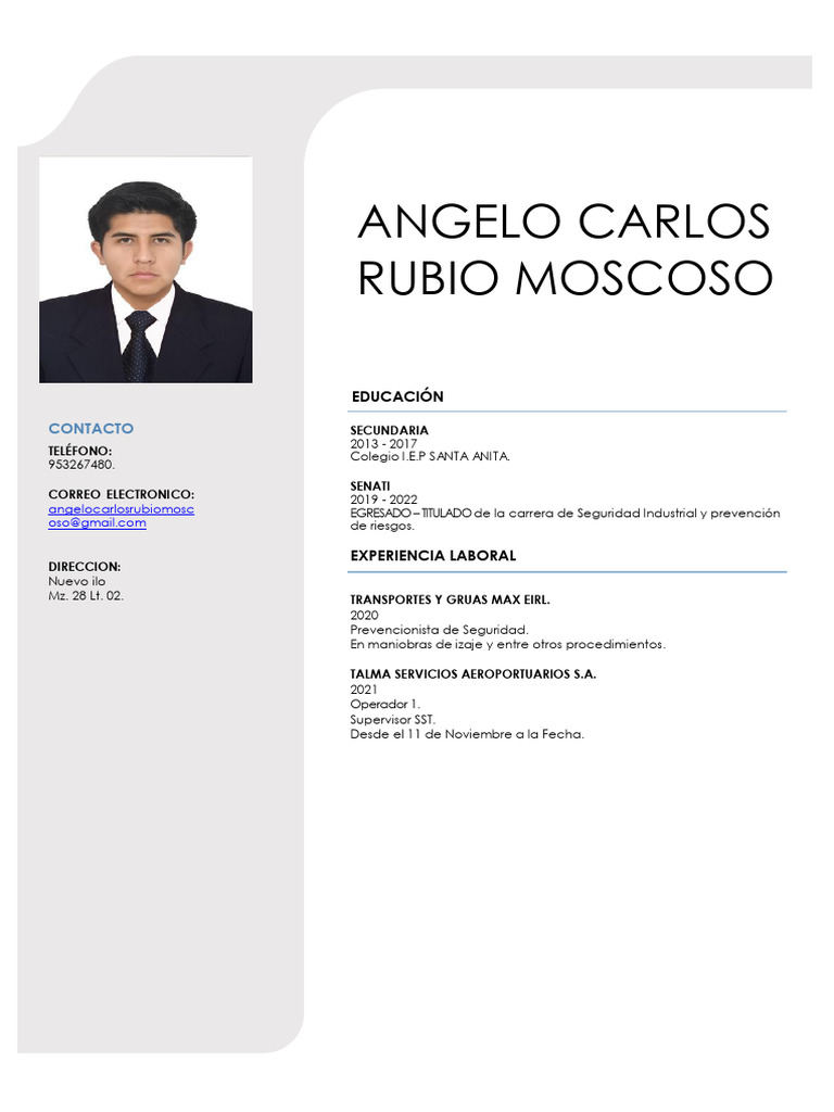 CV - Angelo Rubio | PDF | Finanzas y dinero