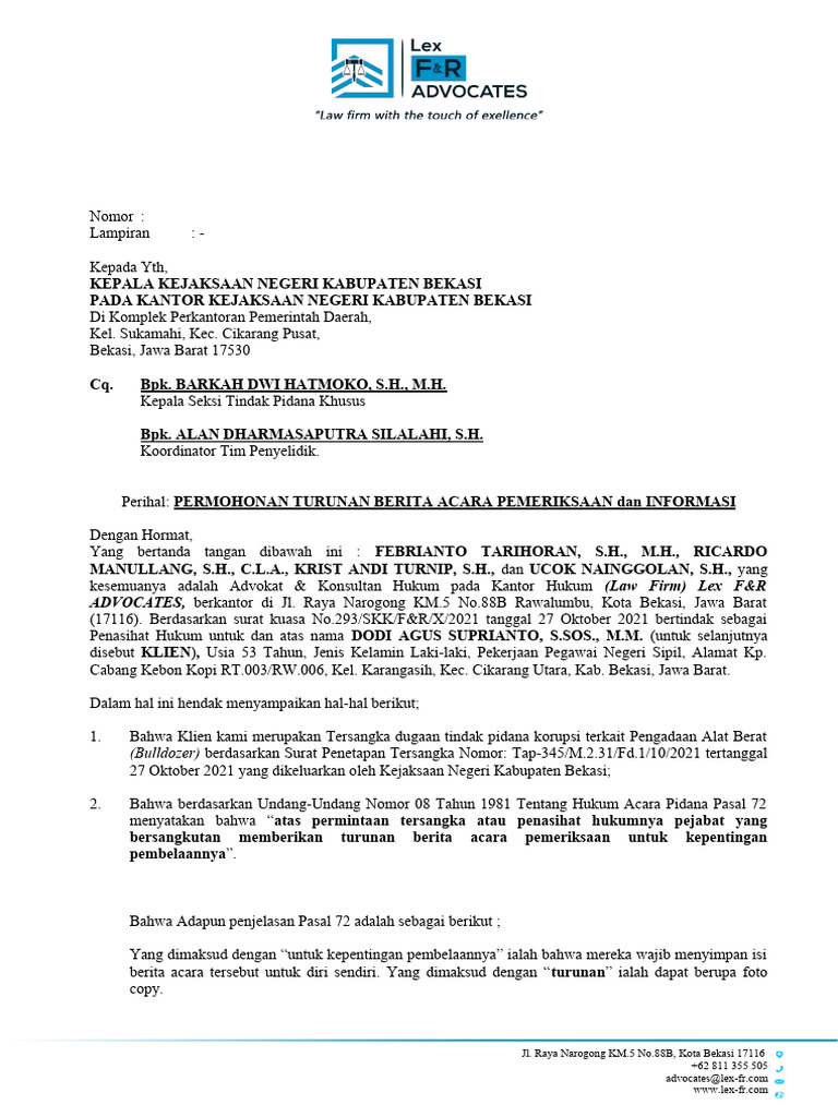 Permohonan Salinan BAP | PDF