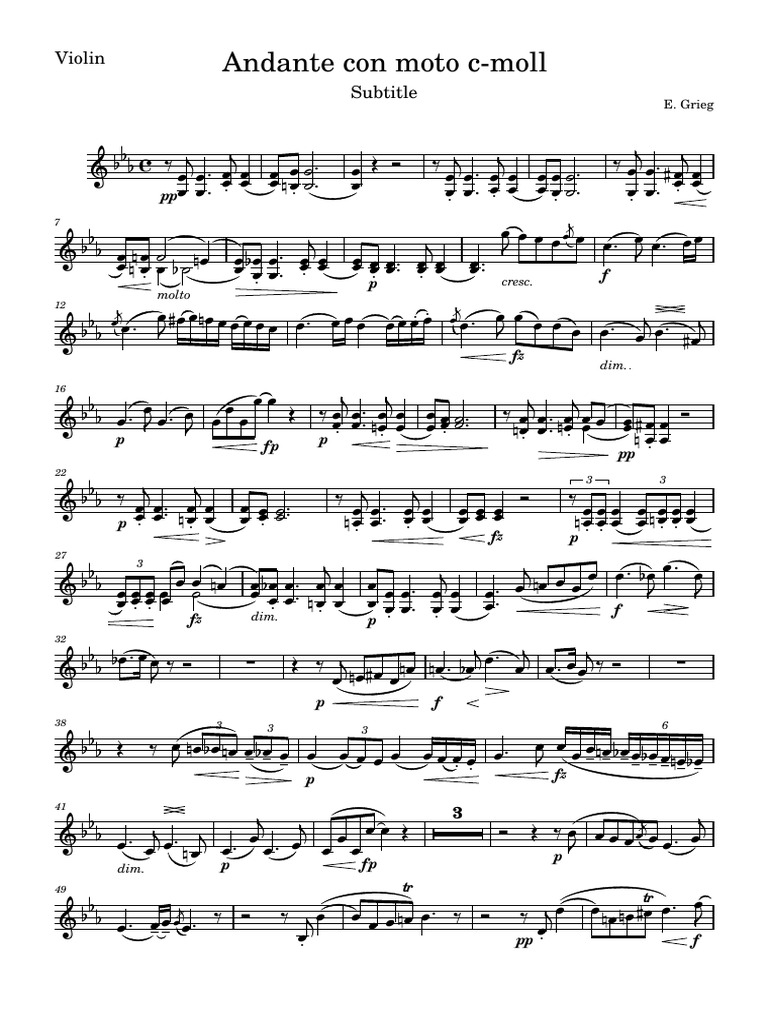 Andante Con Moto C-moll-Violin | PDF | Rhythm And Meter | Musicology