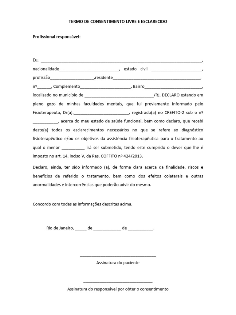 TCLE - Atendimento de Crianças e Adolescentes Fisioterapia Digital | PDF