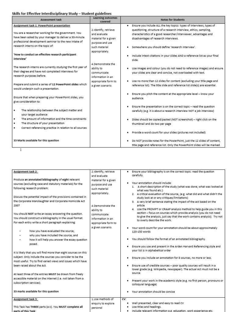 Aime Effective Interdisciplinary Assessment Guidance EIS student copy ...