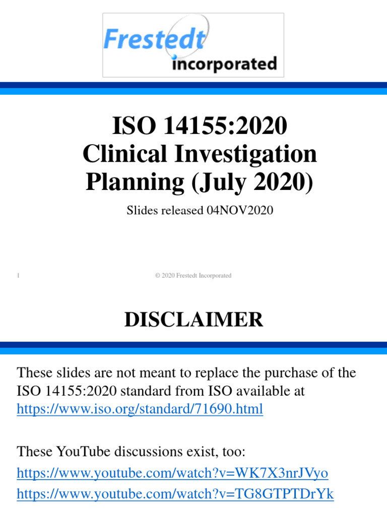 ISO 14155 2020 Training Slides 11 04 20 1512 | PDF | Clinical Trial | Medical Device