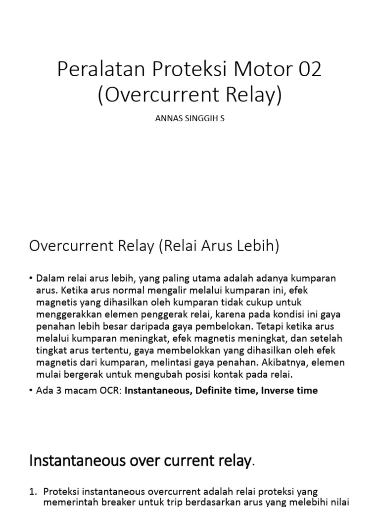 07 Peralatan Proteksi Motor - Overcurrent Relay | PDF