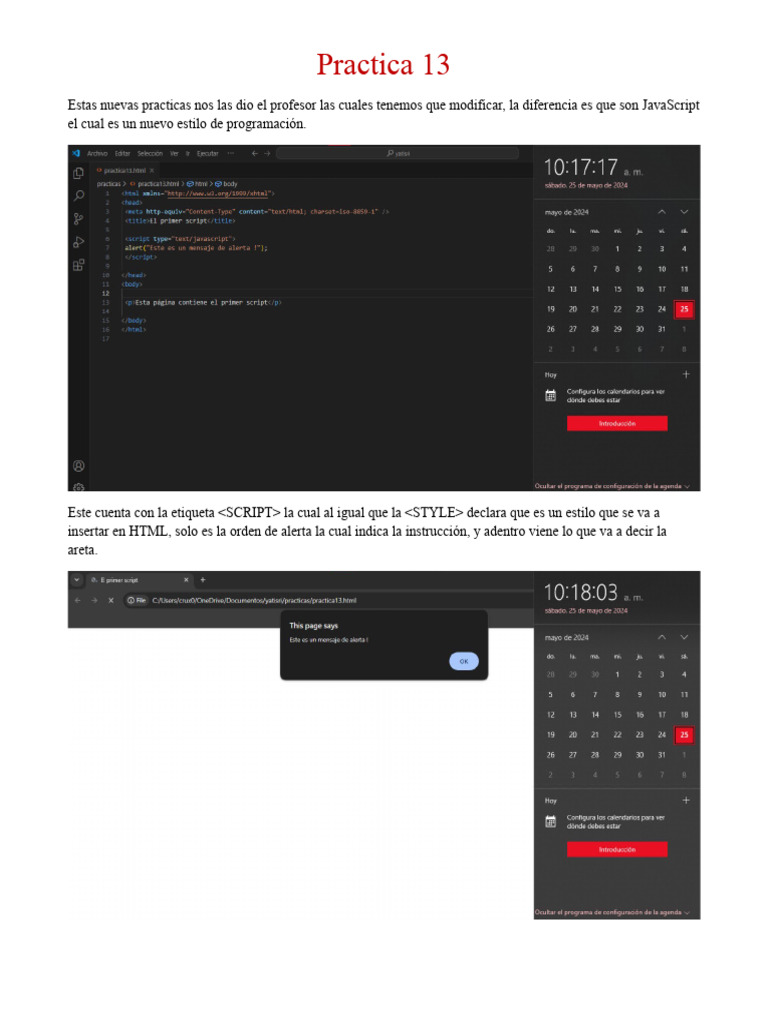 Prácticas de JavaScript en HTML | PDF | Informática
