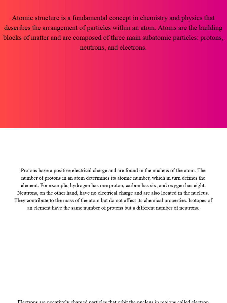 Atomic Structure Is A Fundamental Concept in Chemistry and Physics That ...