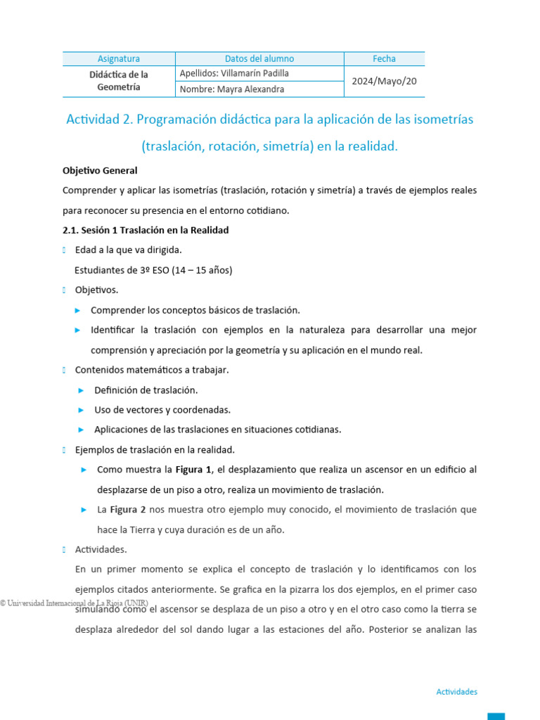 Act. 2 Qué Aspectos Considerar Al Diseñar Una Programación Didáctica | PDF | Rotación | Simetría