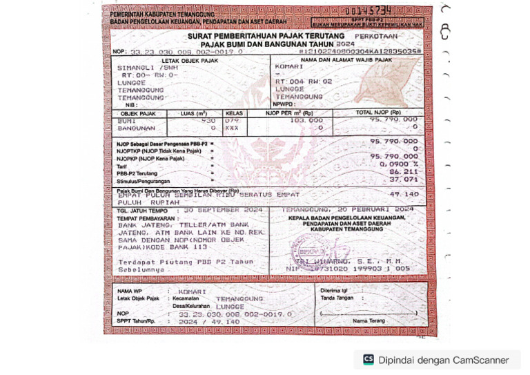 SPPT PBB Komari | PDF