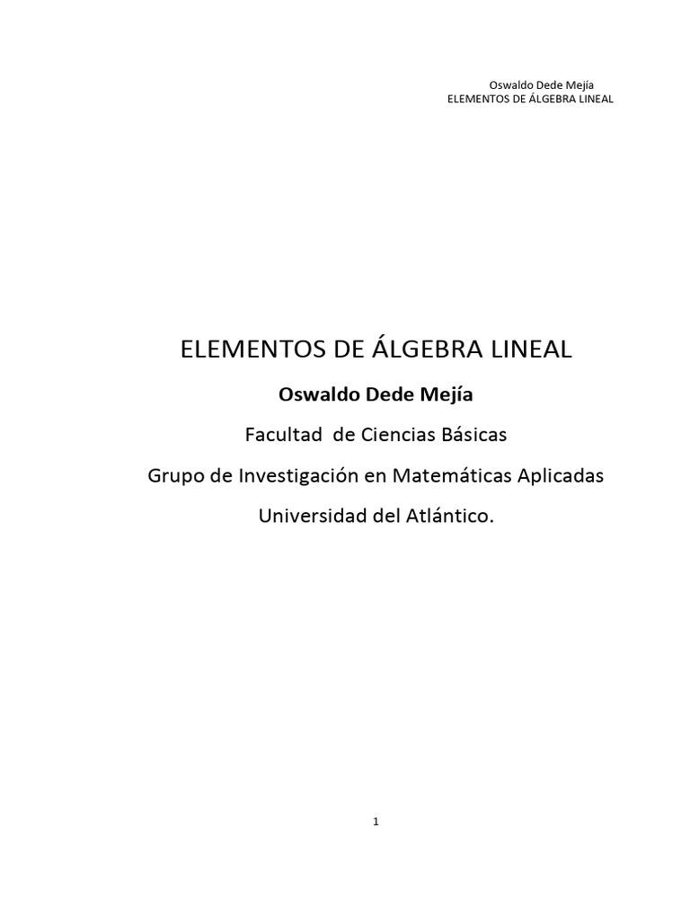 Elementos de Ã_lgebra Lineal.ultimopdf | PDF | Campo (Matemáticas) | Anillo (Matemáticas)