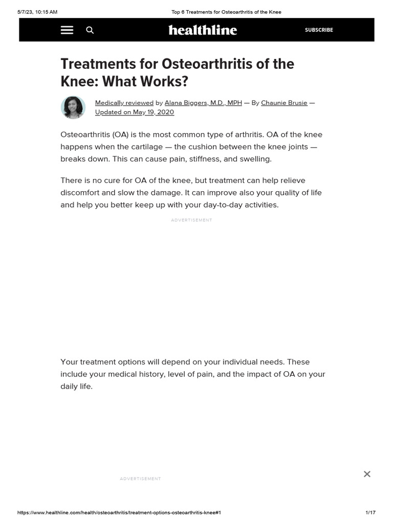 Top 6 Treatments For Osteoarthritis of The Knee | PDF | Osteoarthritis ...