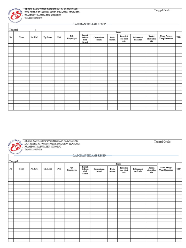 Form Laporan Telaah Resep 3 | PDF