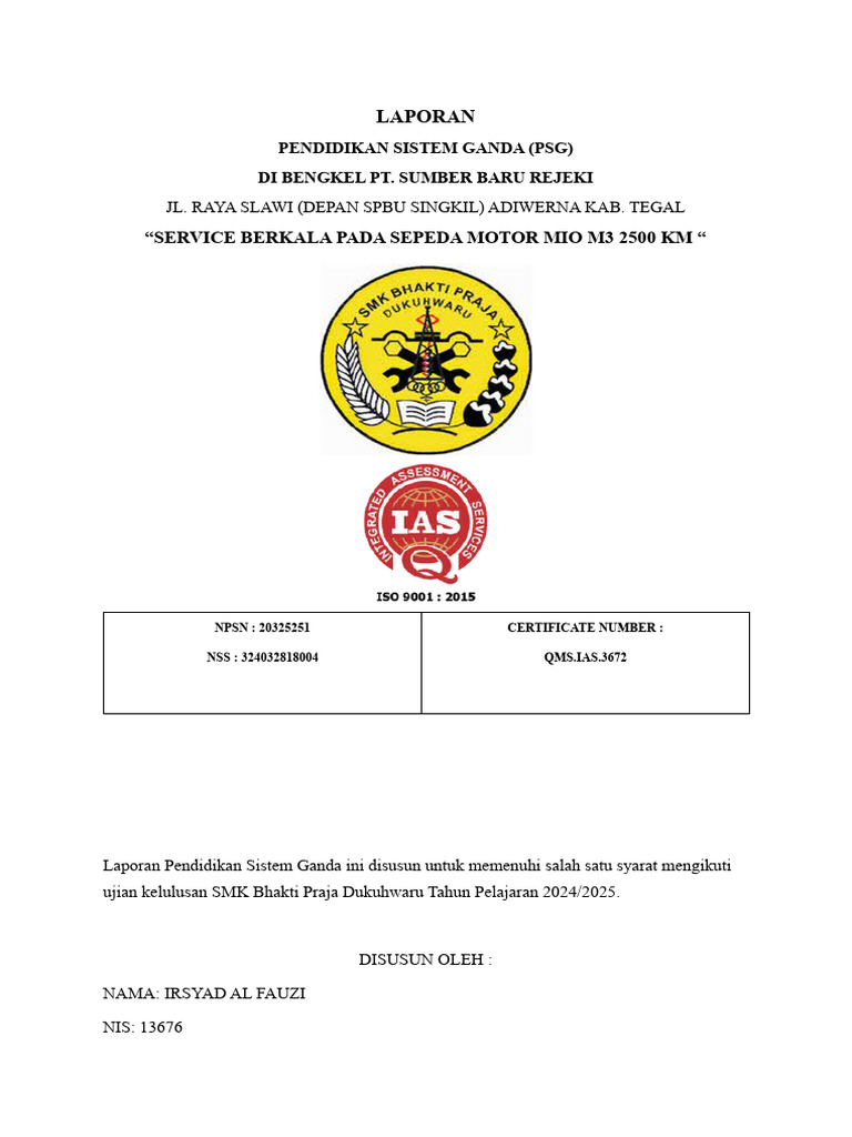 Contoh Laporan PSG 2024 | PDF | Karier & Perkembangan | Seni