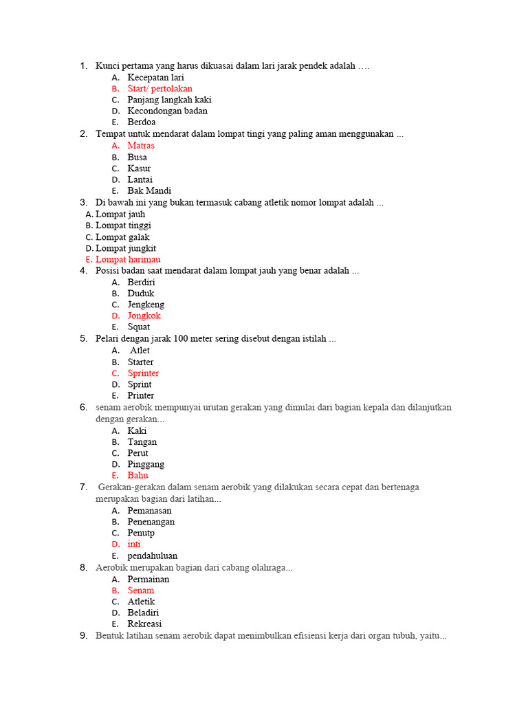 SOAL PJOK kelas XI | PDF