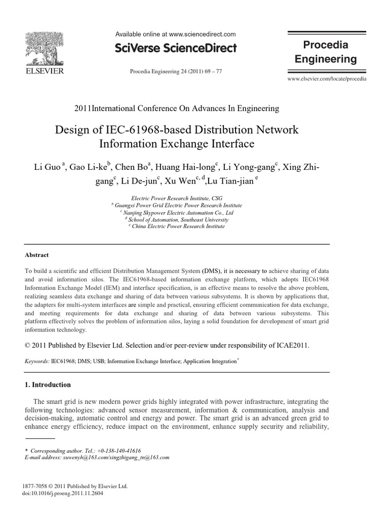 Design of IEC-61968-Based Distribution Network Inf | PDF | Service Oriented Architecture ...