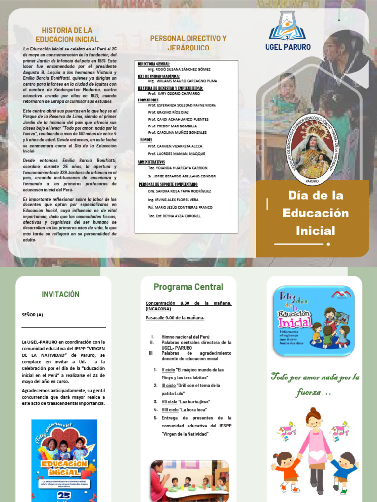 Triptico Dia de La Educacion Inicial 2024 | PDF | Educación de la primera infancia | Etapas ...
