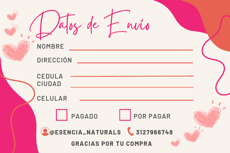 Sticker Rectangular Datos de Envío Negocio Femenino Naranja Fucsia ...