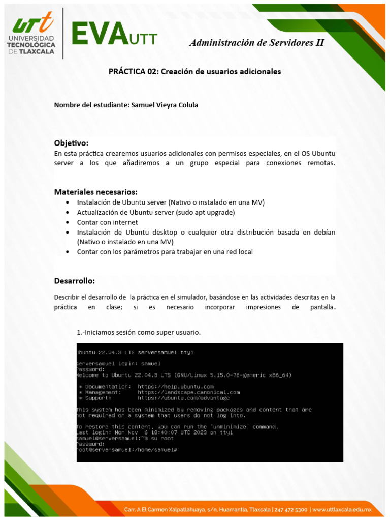 Práctica 02 Alta Usuarios y permisos | PDF | Usuario (informática) | Ciencias de la Computación
