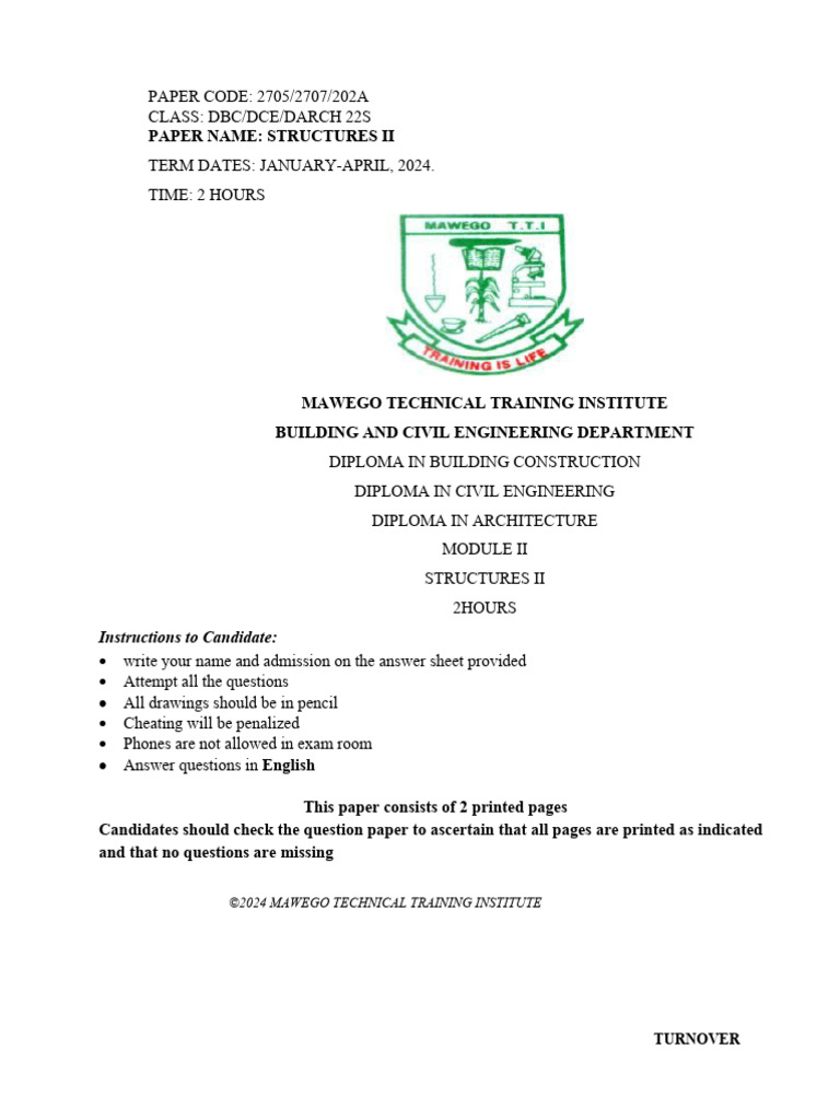 Et Structures II Mod 2 t1 Mayjuly 2023 | PDF | Beam (Structure) | Mechanical Engineering