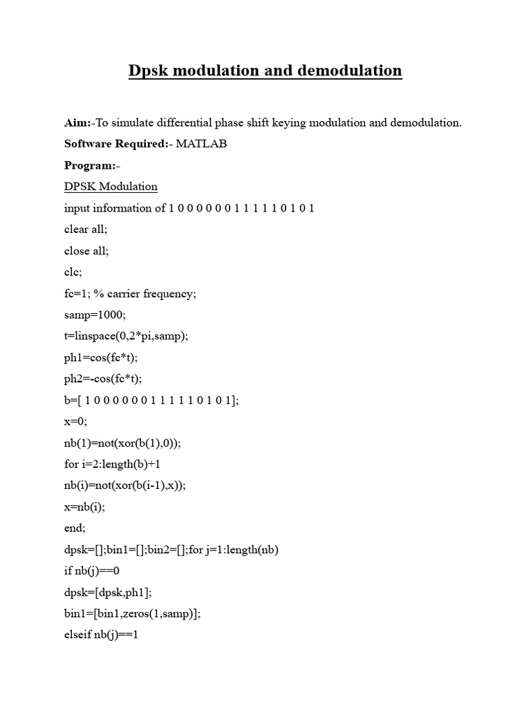 DPSK Modulation and Demodulation | PDF | Modulation | Electronics