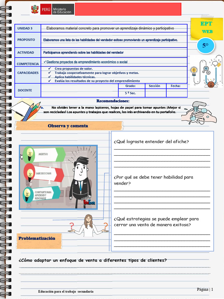 5º Ficha Ept. Unid 03 - Actv 04 | PDF | Aprendizaje | Cognición