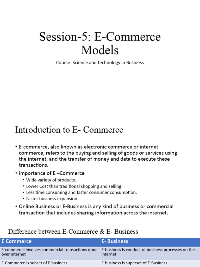 Session 5 - E Commerce and Its Various Models | PDF | E Commerce | Electronic Business