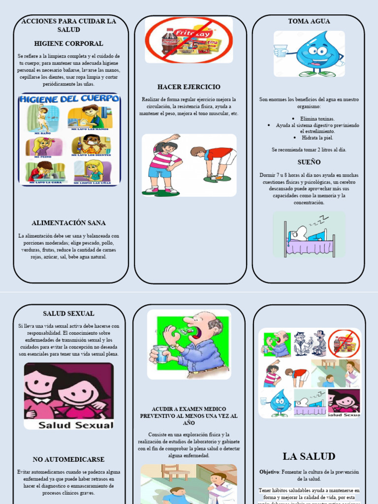 Triptico de La Salud | Descargar gratis PDF | Higiene | Especialidades Medicas