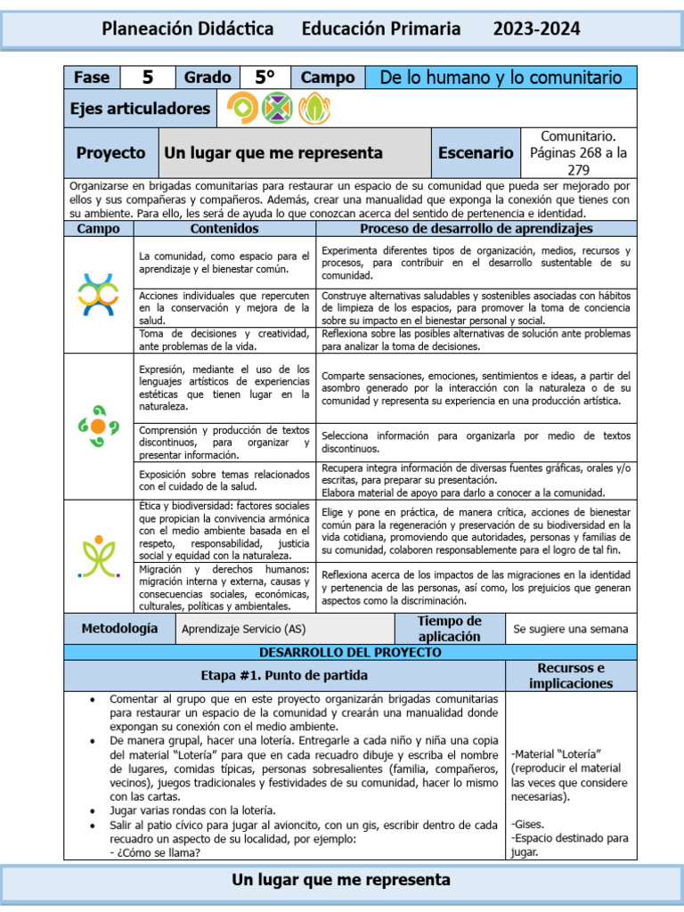 5to Grado Octubre - 05 Un Lugar Que Me Representa (2023-2024) | PDF ...