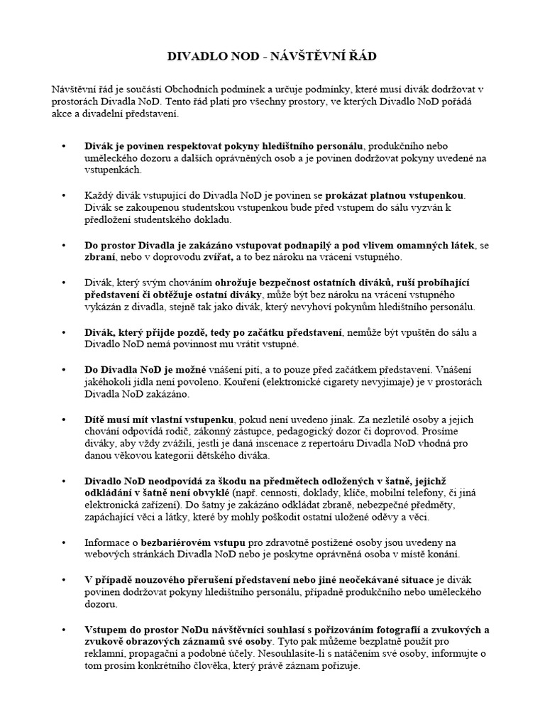 Navstevni Rad Divadlo Nod | PDF