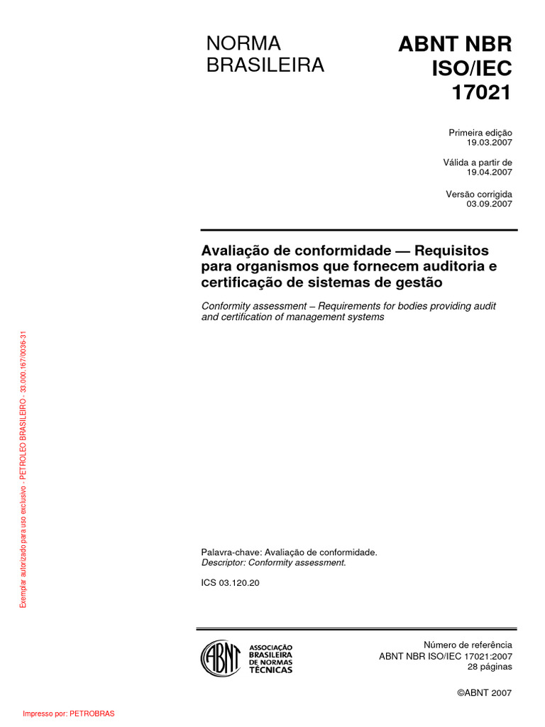 Iso 17021 - 2007 | PDF | Gestão de qualidade | ISO 9000