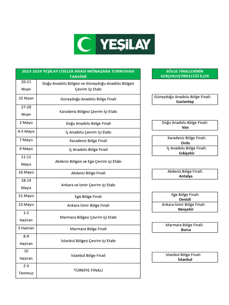 Munazara Turnuva Takvimi | PDF