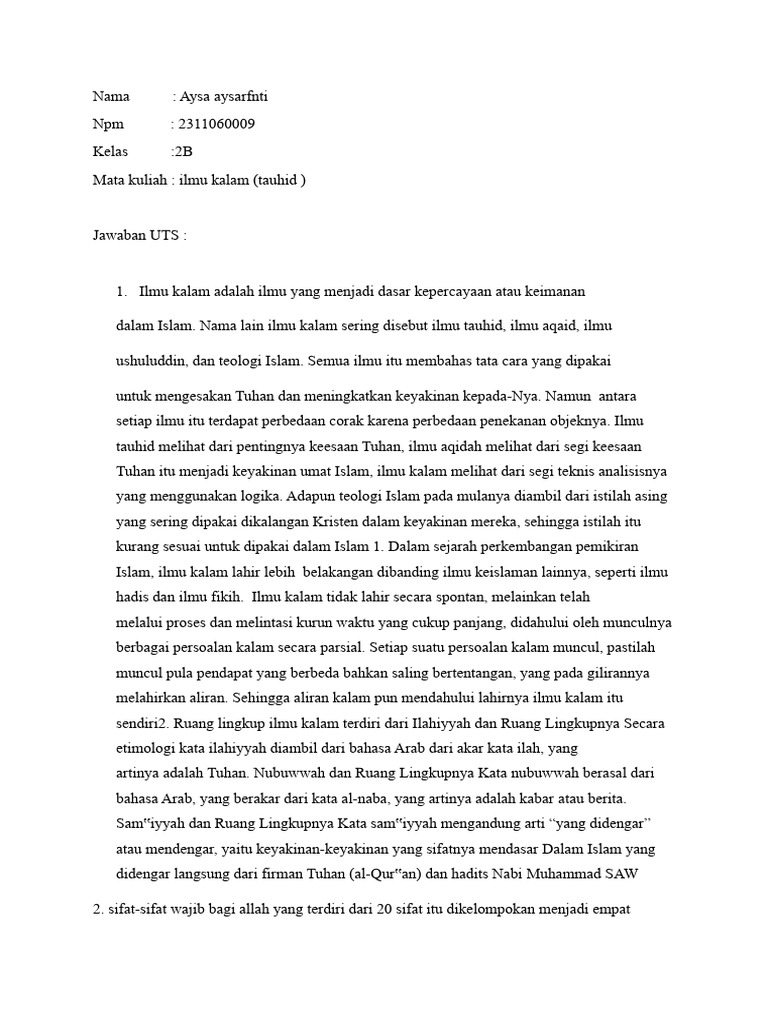 Nama Uts Ilmu KLM | PDF