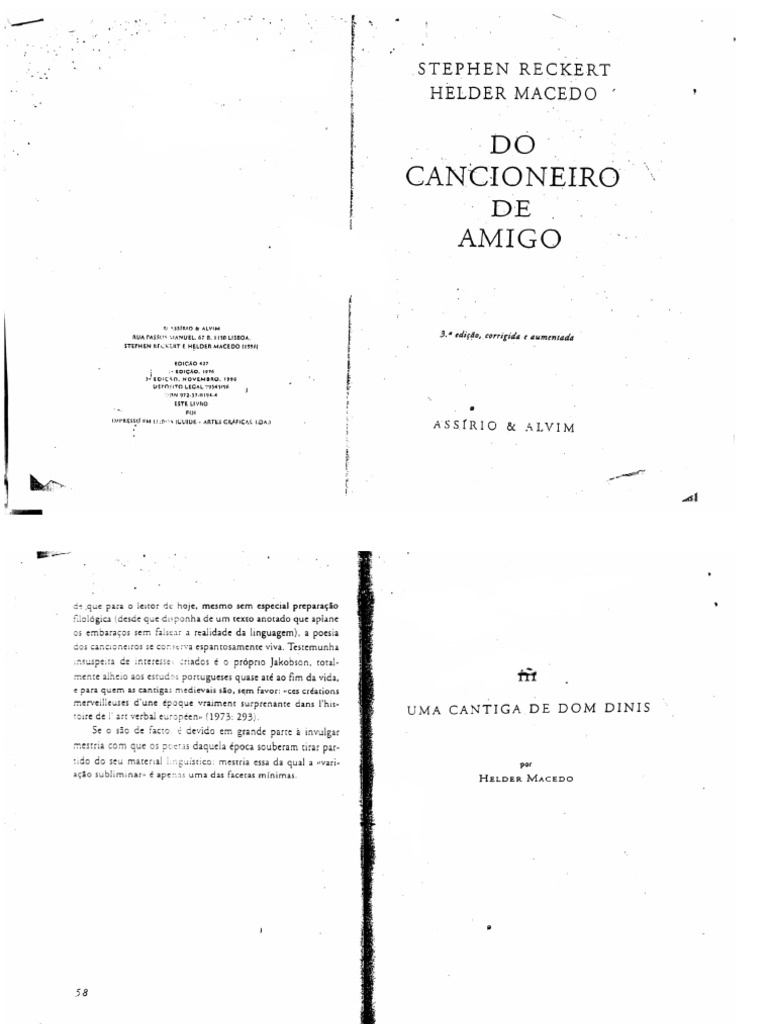 MACEDO, Helder. Uma Cantiga de D. Dinis | PDF