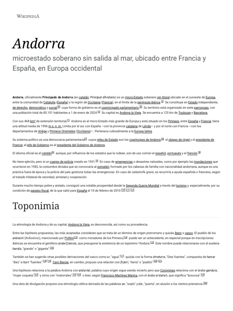Andorra - Wikipedia, La Enciclopedia Libre | PDF | Judicaturas